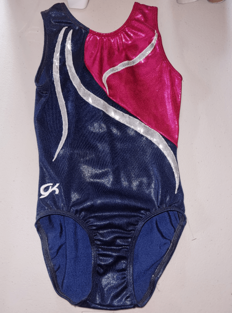 Red/Navy Silver Spiral GK Leotard | Gymsports WA